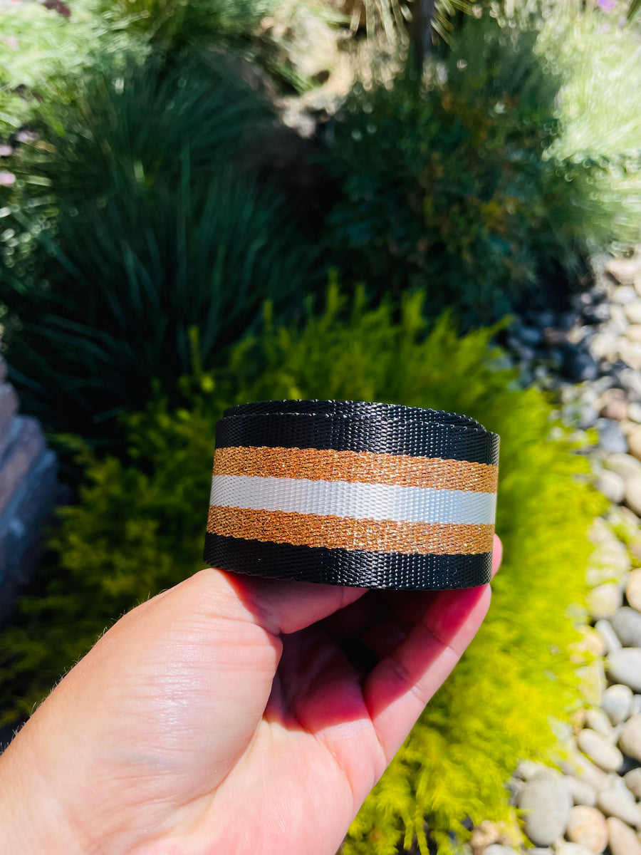 Black /Gold / White 1.5” Seatbelt Webbing – Wonderground Fabrics